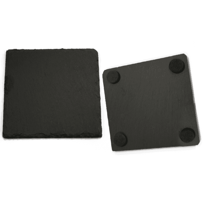 Black Slate Square Coaster with feet - 10x10cms Pack of 12 - The Magic ...